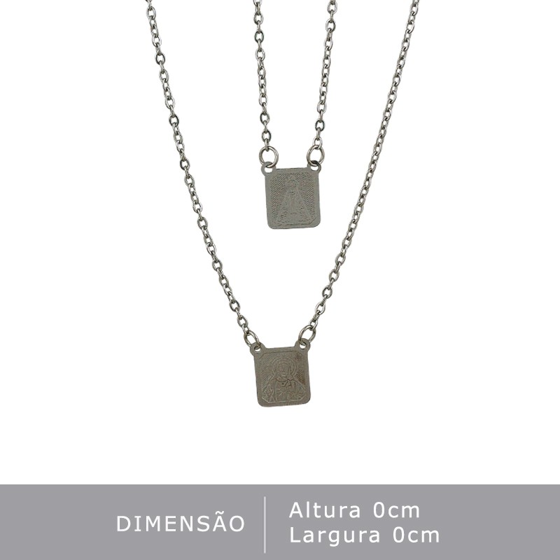 ESCAPULÁRIO RELIGIOSO 60 CM PEQUENO AÇO :: Baummer Semijoias