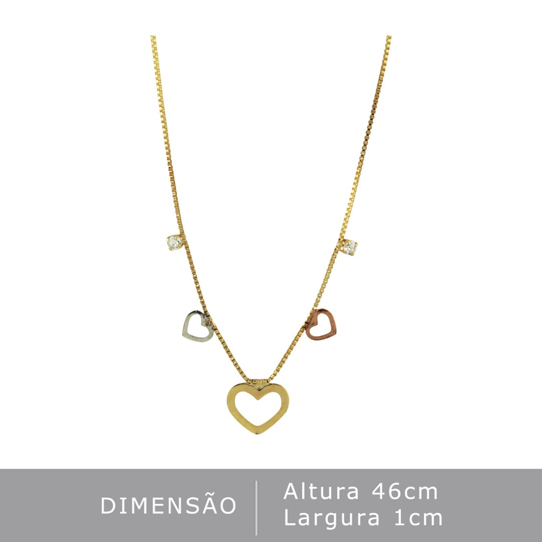 COLAR TRÊS CORES PEQUENO OURO FOLHEADO :: Baummer Semijoias